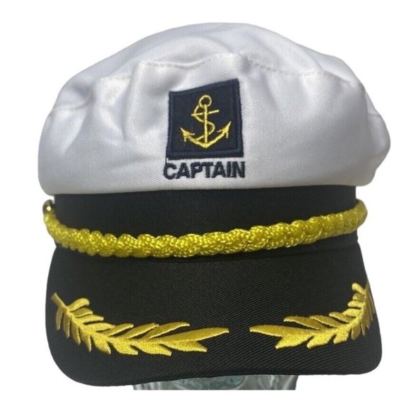 Unbranded | Accessories | Brand New White Black Boat Ship Captain Hat ...